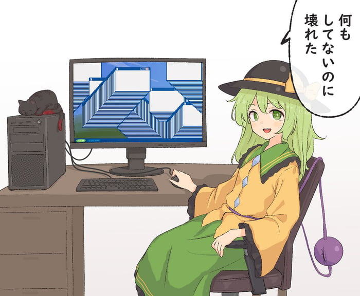 Koishi discovers the wonders of Windows XP. - 9GAG