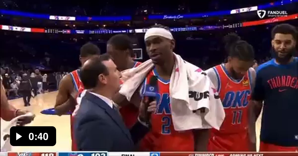 OKC Thunder players pile towels onto reporter Nick Gallo in postgame ...