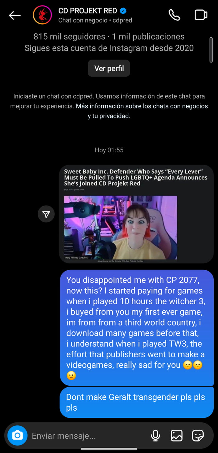 I send a DM to CDPR - 9GAG