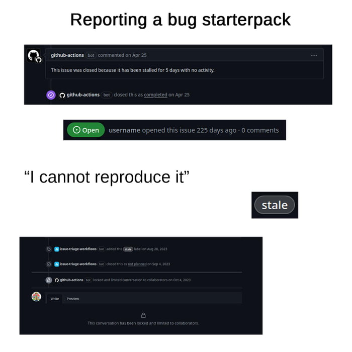 Report bug on github starterpack - 9GAG