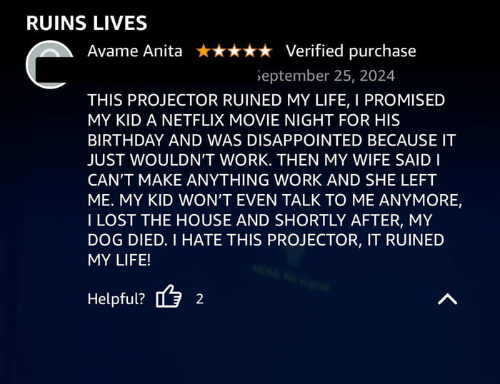 This feels personal! (Projector review from Amazon) - 9GAG