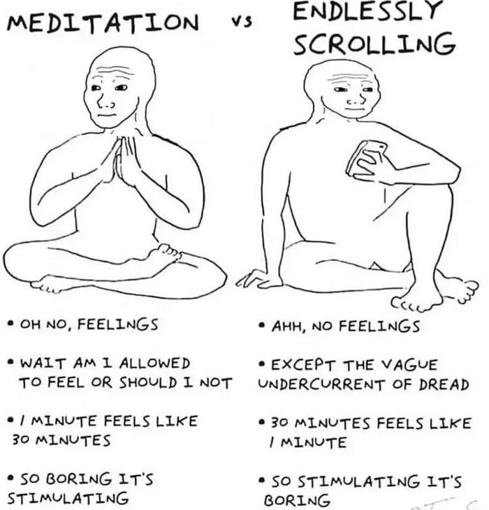 Stuck between finding inner peace and endless scrolling - 9GAG