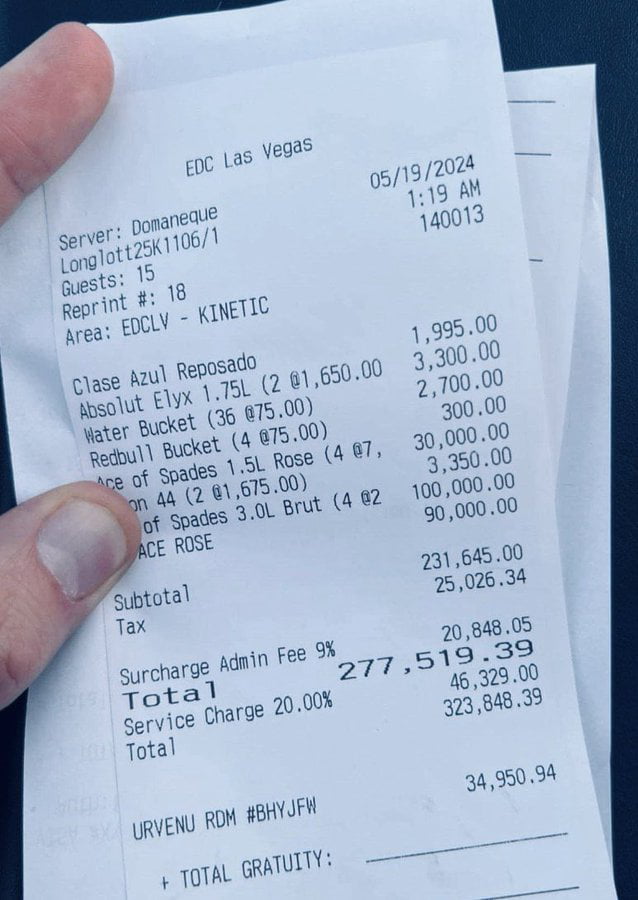 Bill from EDC Music Festival, Las Vegas (15 persons) - 9GAG