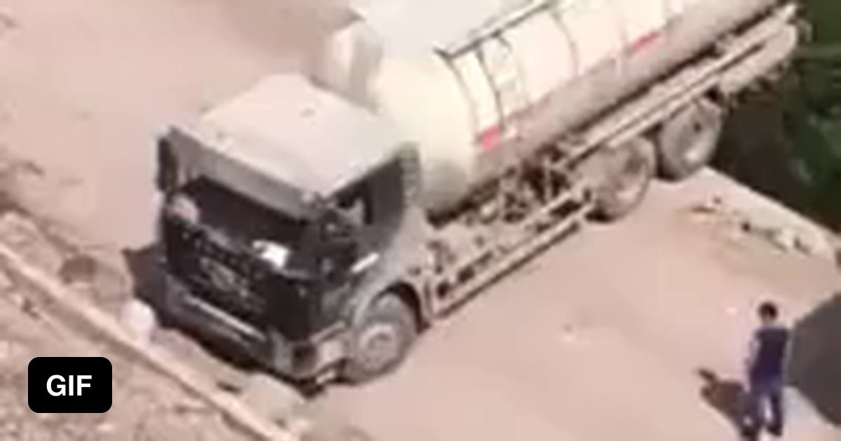Turning a fuel truck around on a narrow road with a massive drop - 9GAG