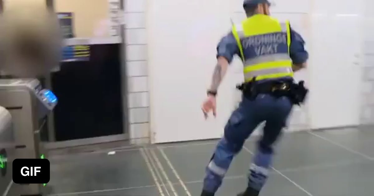 Swedish Security Guard brakes up a fight solo with a tackle - 9GAG