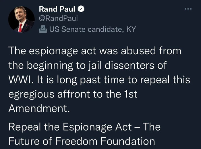 Why is he jut now mentioning this ? Oh right, current events ...