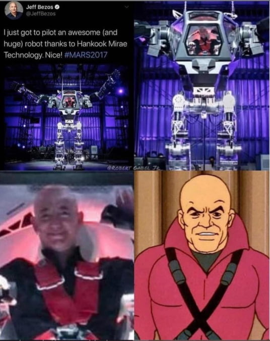 Jeff Bezos in his Combat Mech - 9GAG