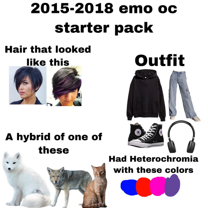 Emo self insert oc Starter pack - 9GAG