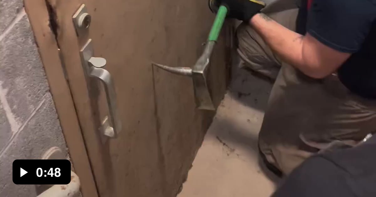 Interesting use of the fireman's halligan tool - 9GAG