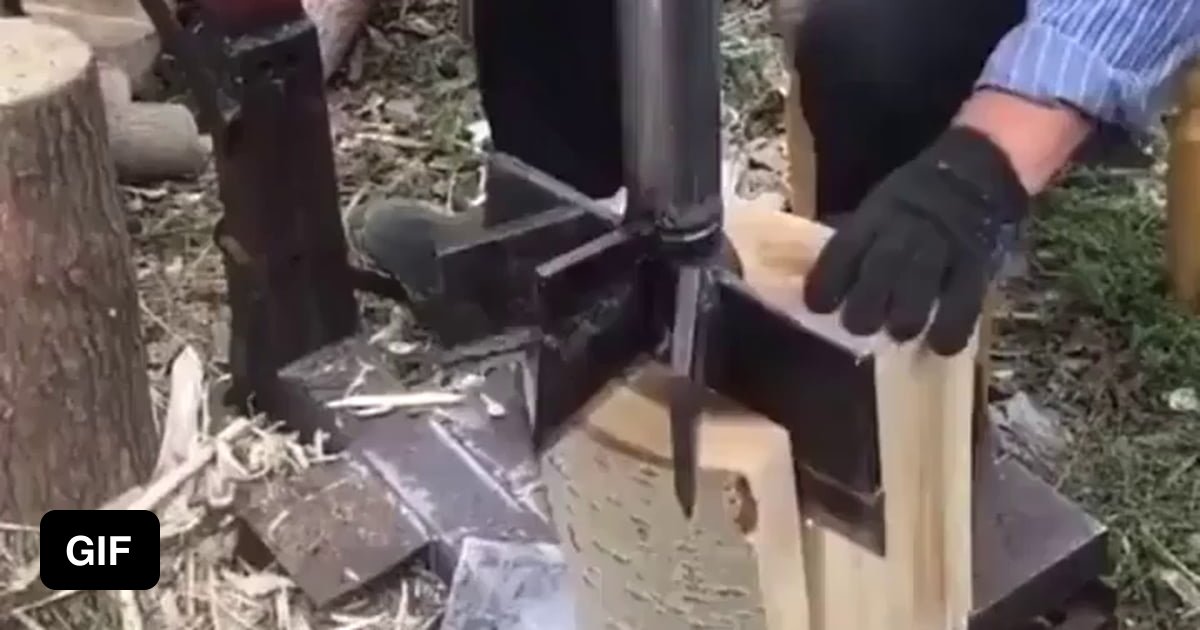 Self made Machine That makes firewood with ease - 9GAG