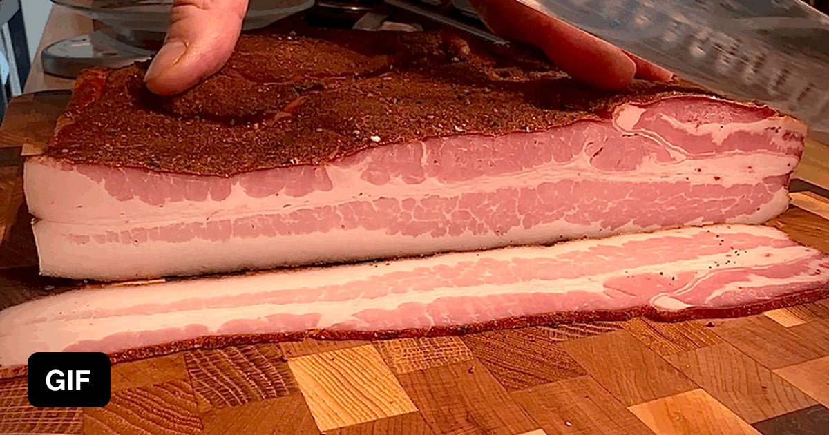Freshly cut bacon. - 9GAG