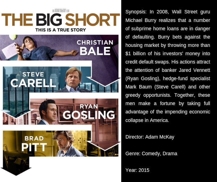 Unsolicited Movie Recommendation #54: The Big Short (2015) - 9GAG