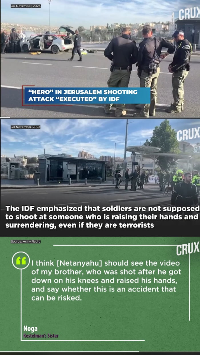 IDF shot and killed an Israeli armed civilian after he surrendered. - 9GAG