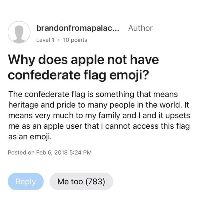 Why could Apple possibly not have the Confederate flag emoji? - 9GAG