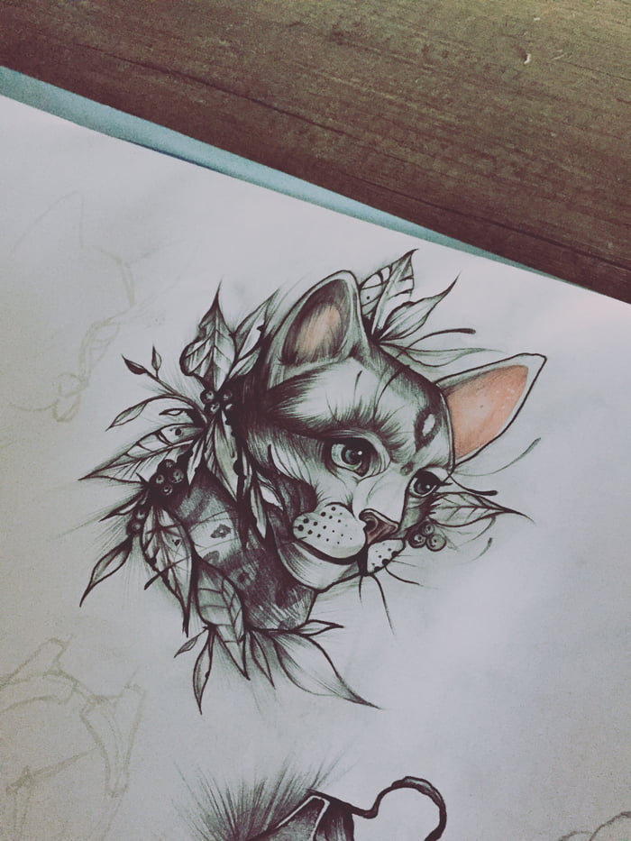 My new cat drawing .I still need to fix the ear. - 9GAG