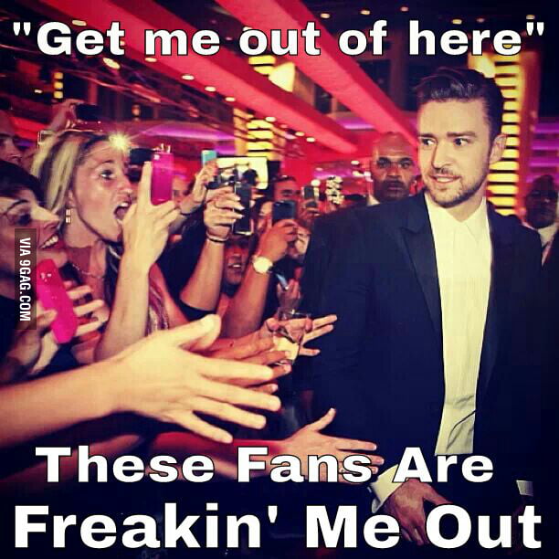 When fans start to freak a celeb out. Run JT Run - 9GAG
