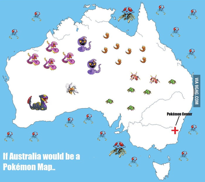 If Australia would be a Pokémon Map - 9GAG