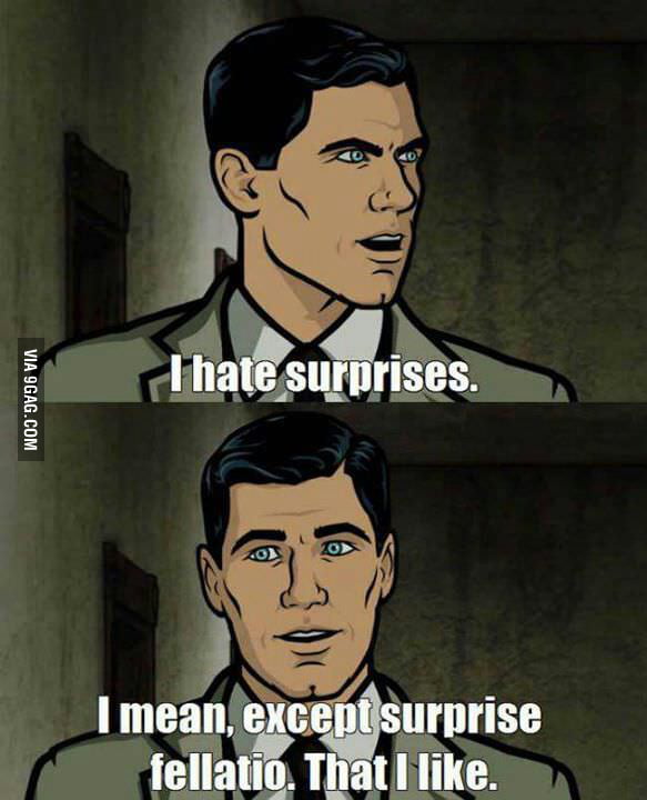 I usually hate surprises, but when I dont; surprise BJ. - 9GAG