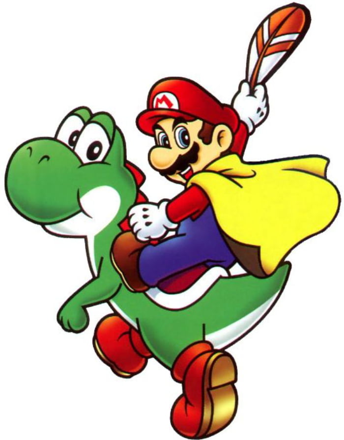 Mario Riding Yoshi Super Mario World