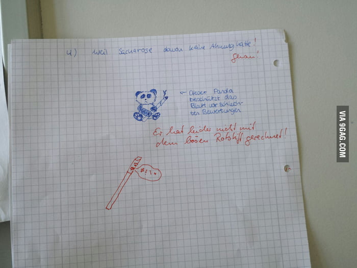 It means: this panda protects the paper from a bad mark and sadly he ...