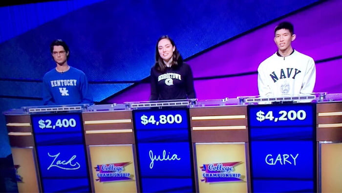 All three Jeopardy contestants wrote their names perfectly. - 9GAG