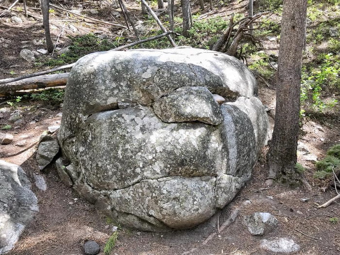 A boulder just off of a hiking trail. - 9GAG
