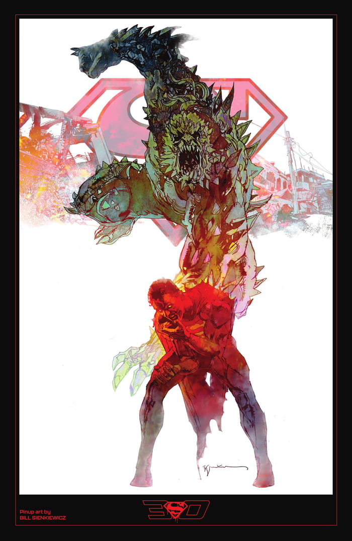 Bill Sienkiewicz’s pin-up art for The Death of Superman 30th ...