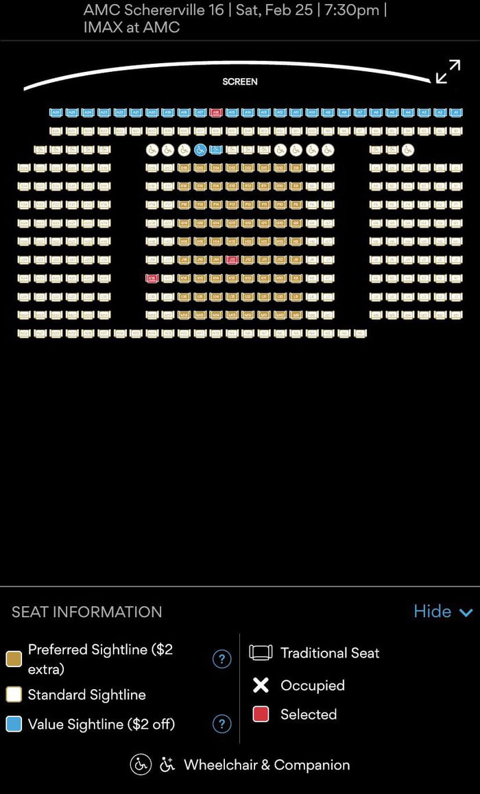 AMC seat layout for premium tickets - 9GAG