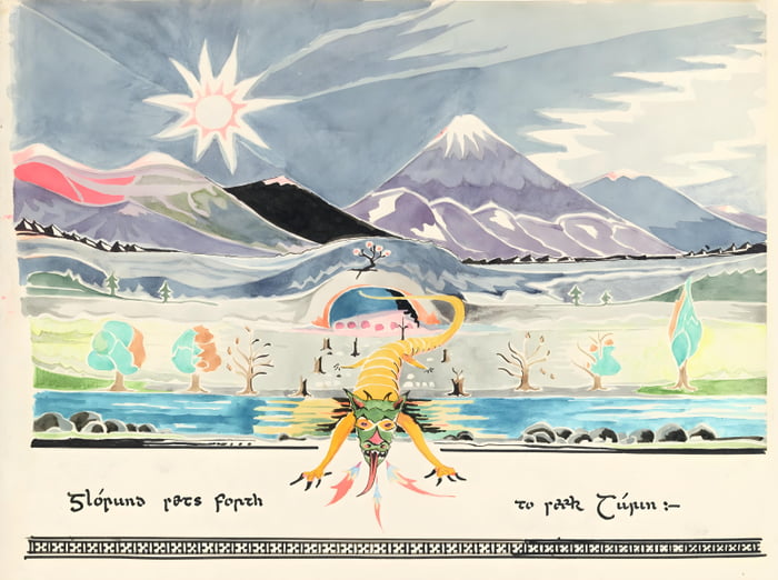 „Glórund sets forth to seek Túrin“ by Tolkien, 1927 - 9GAG