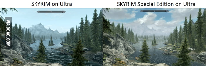 The difference between Skyrim and Special Edition (Yes I used paint) - 9GAG