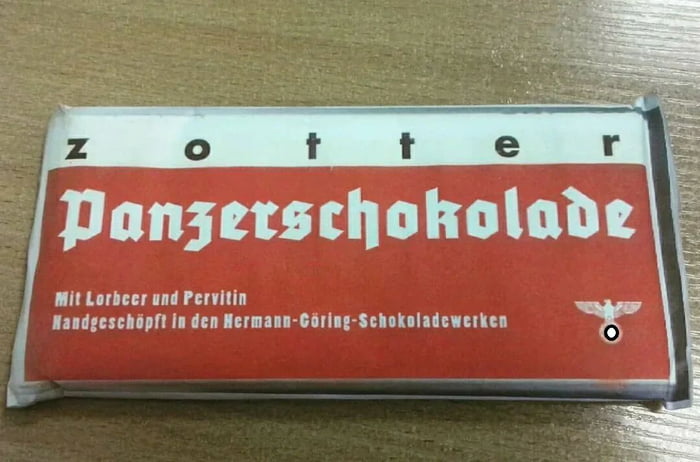 Chocolate for the soldiers of the Third Reich with pervitin. - 9GAG