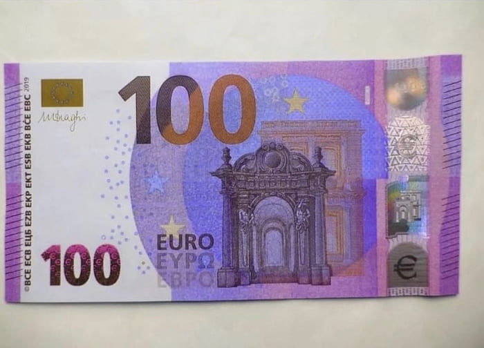 This is a green 100€ note but your brain will see it in purple. The ...