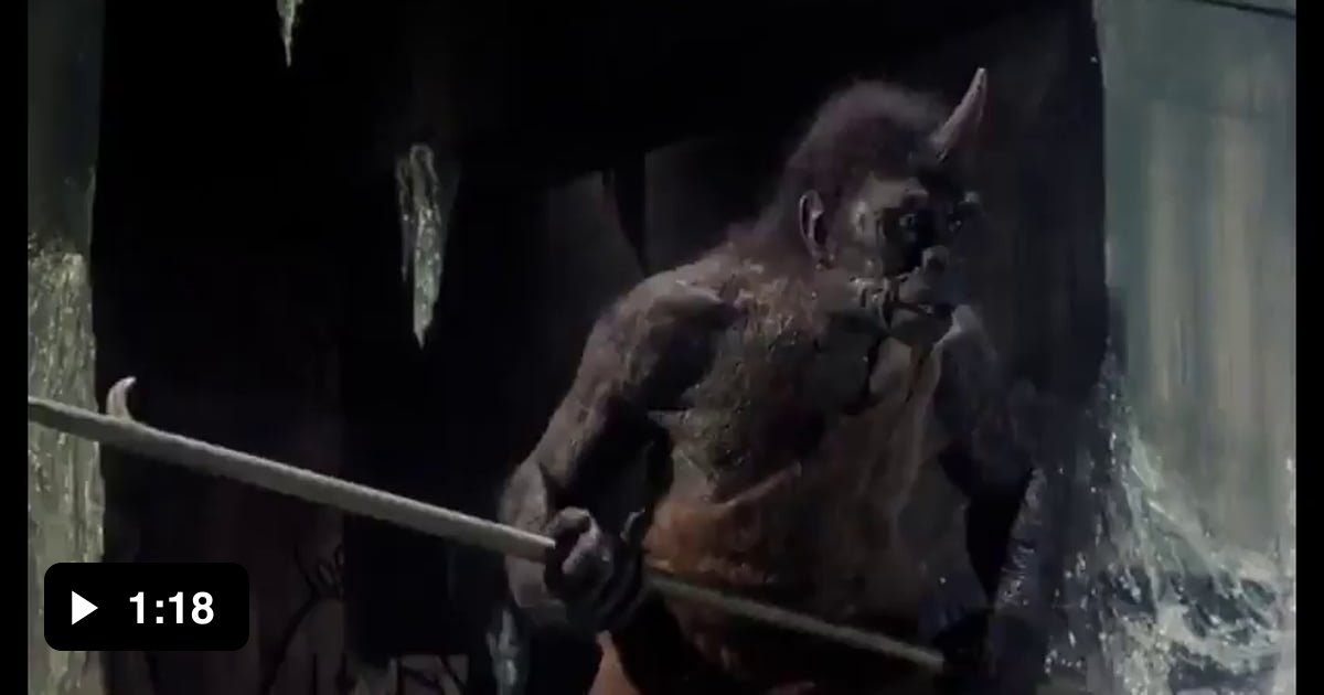 Stop motion animation of a fight between a troglodyte and a saber ...