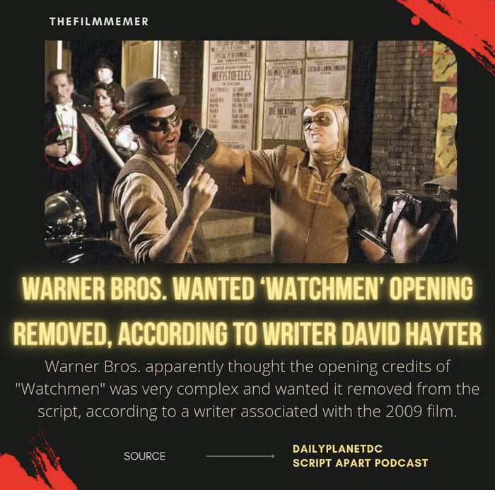 Watchmen (2009) screenwriter David Hayter says WB wanted to remove ...