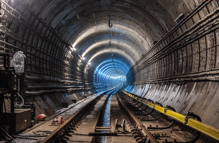 The last stage of the construction of a new tunnel of the Moscow metro ...
