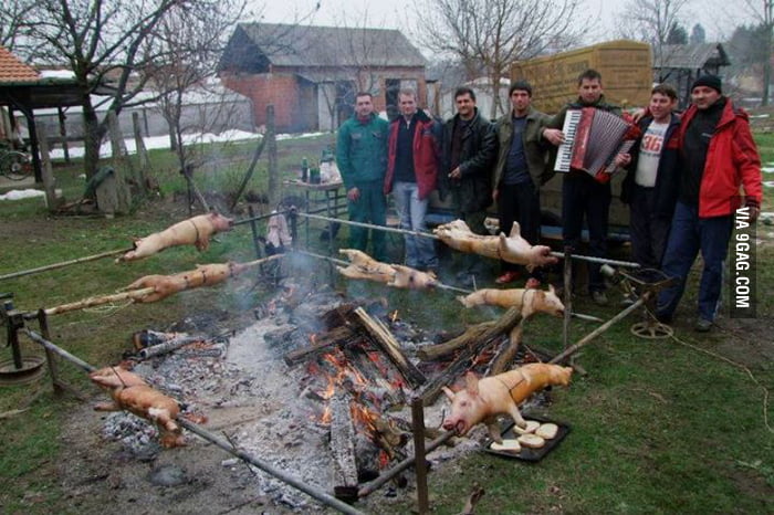 When your Serbian friend calls you to country side for a small barbeque and you come to this - 9GAG