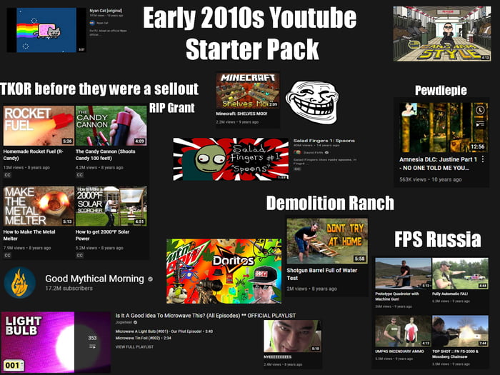 Early 2010s Youtube Starterpack - 9GAG