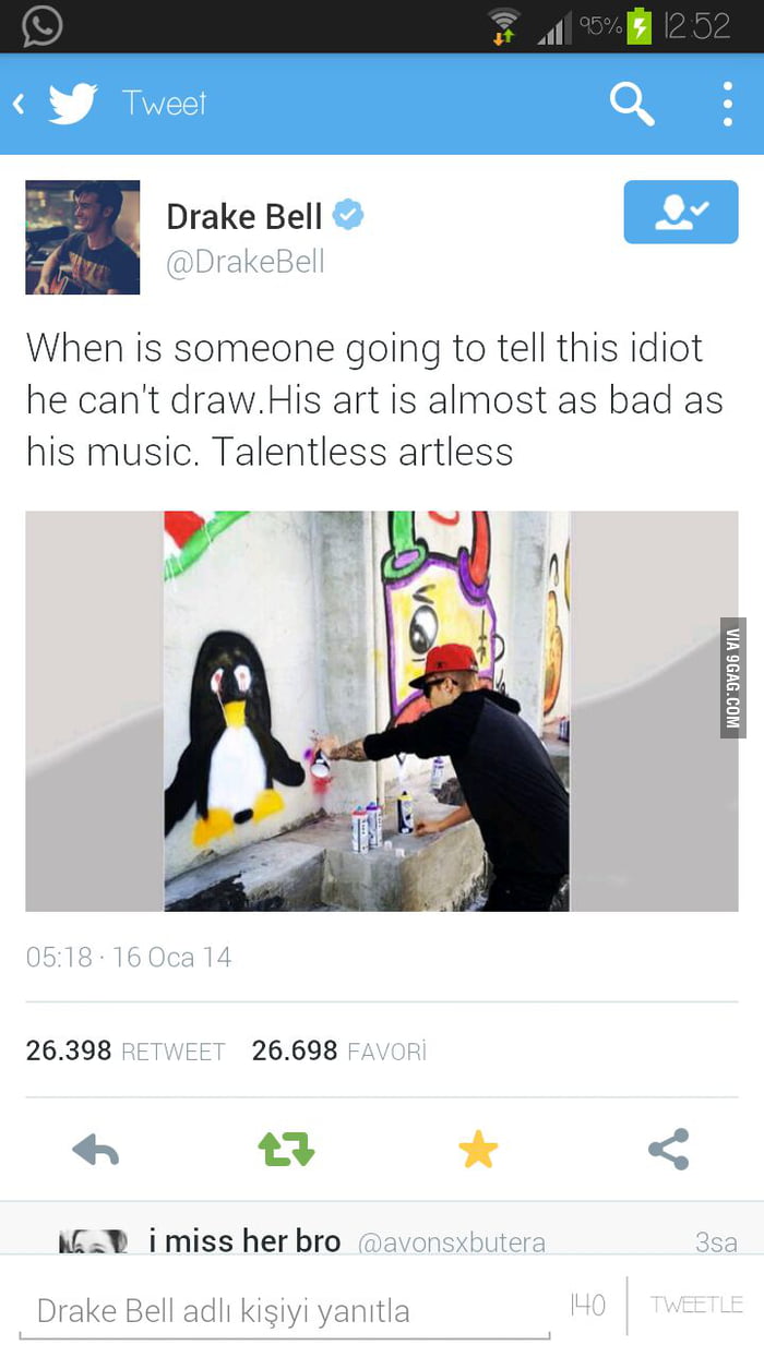 Drake Bell speaks up for us again. gotta love him&his tweets - 9GAG