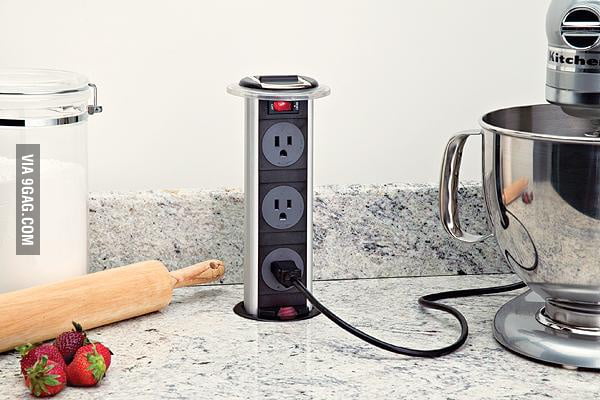 This kitchen counter has a clever pop-up outlet - 9GAG