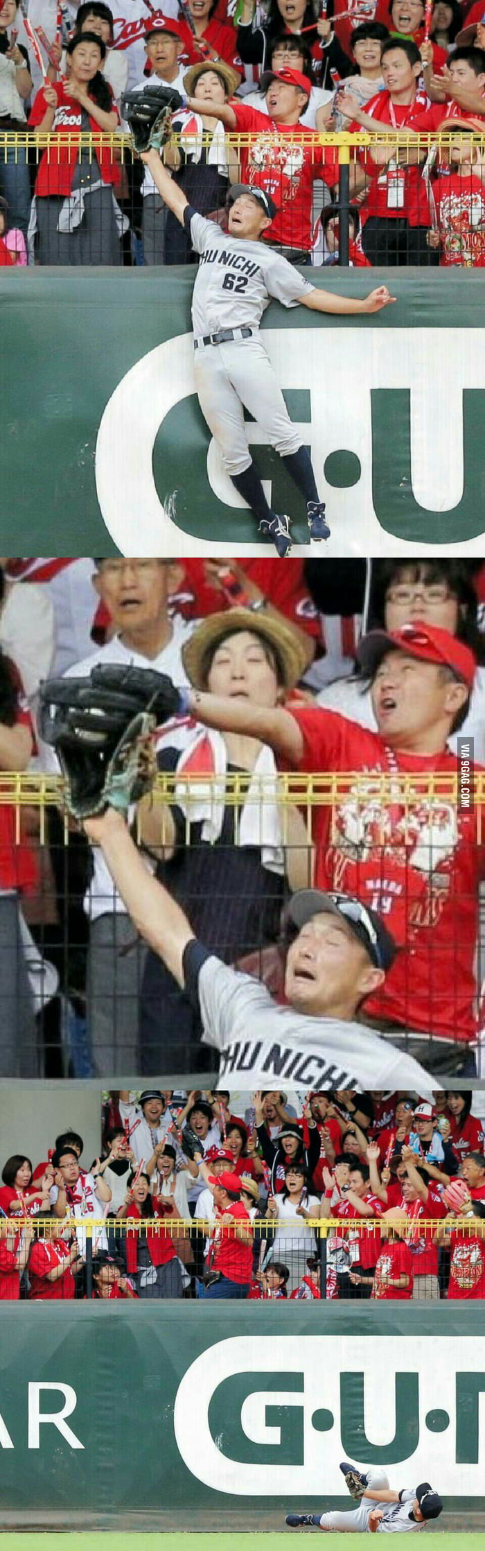 Fan catching a home run ball - 9GAG