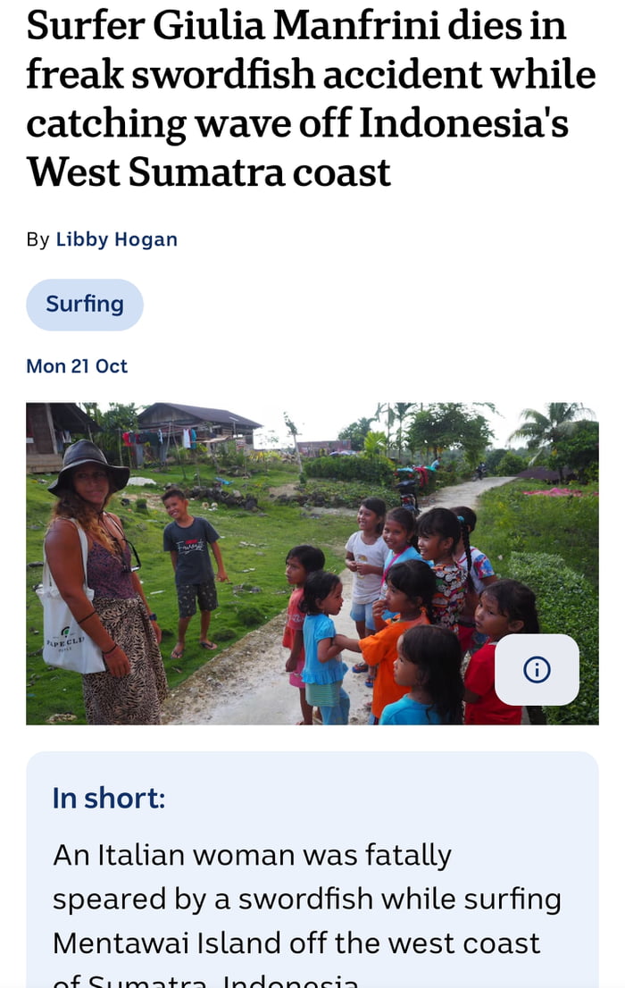 Final destination level. She was impaled in the chest. - 9GAG