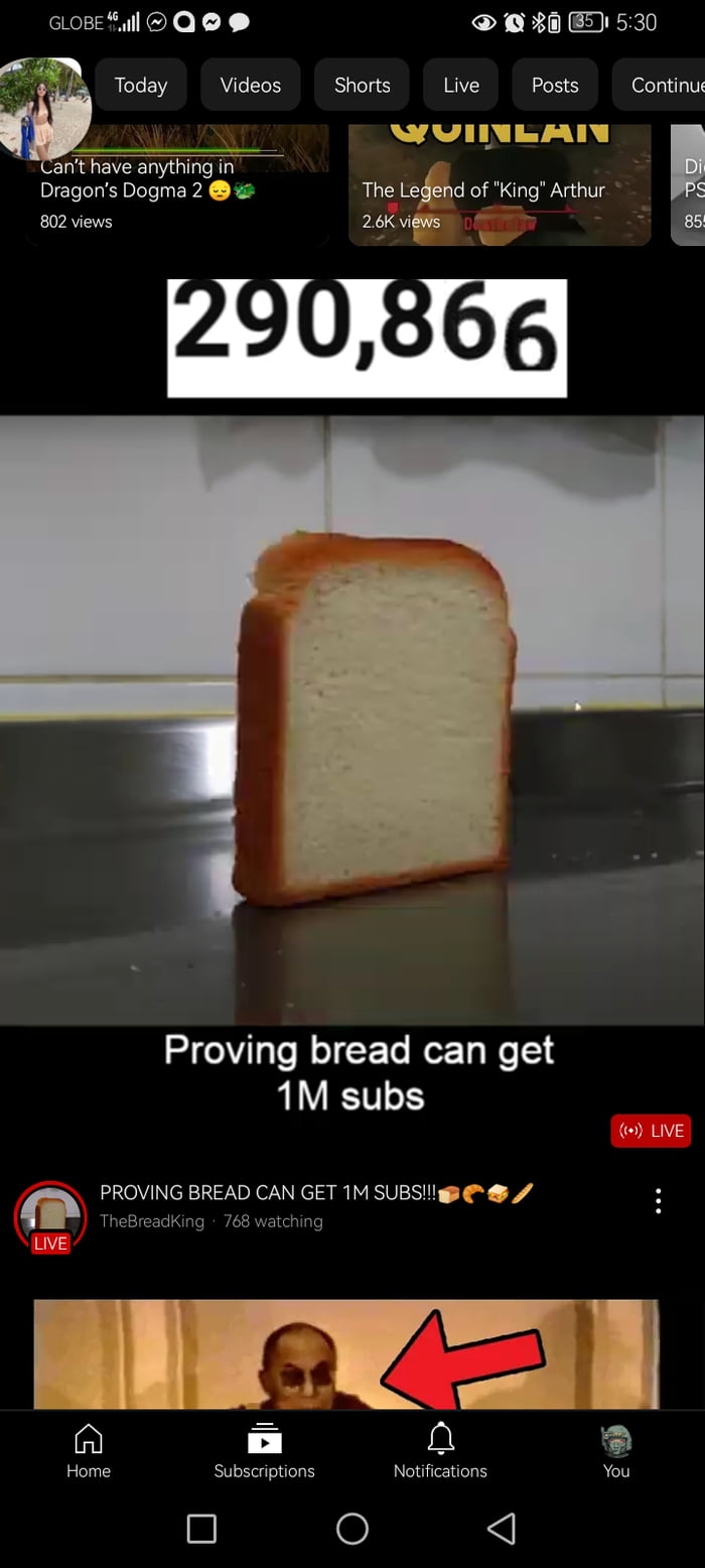 @TheBreadKing Over 700 people watching just bread falling .... I already subbed im hooked - 9GAG
