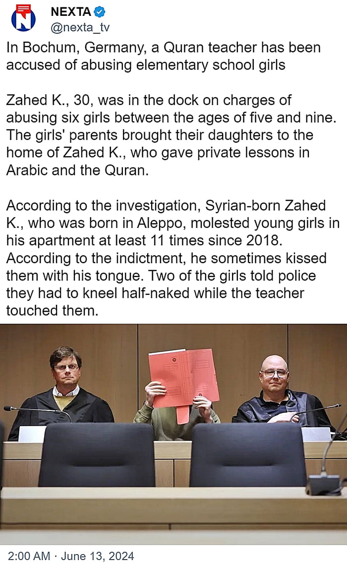 Normal day in Germany: A Quran-teacher sexually abused 6 of his female students (5-9 years old ...