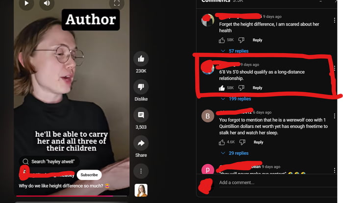 On a video making fun of height difference in romance novels - 9GAG