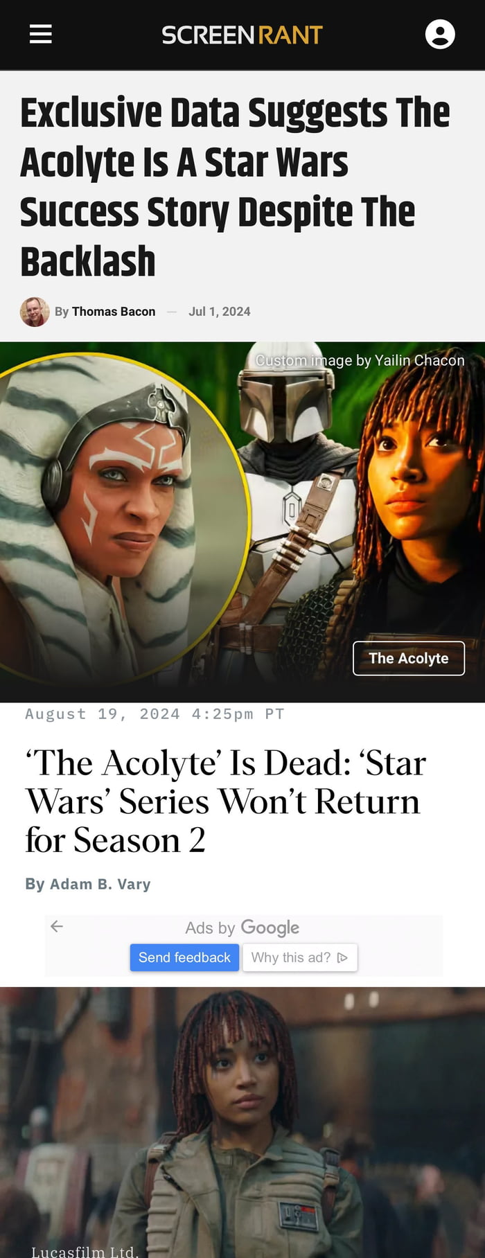 But how? According to the shill access media, the acolyte was the most successful star wars show ...