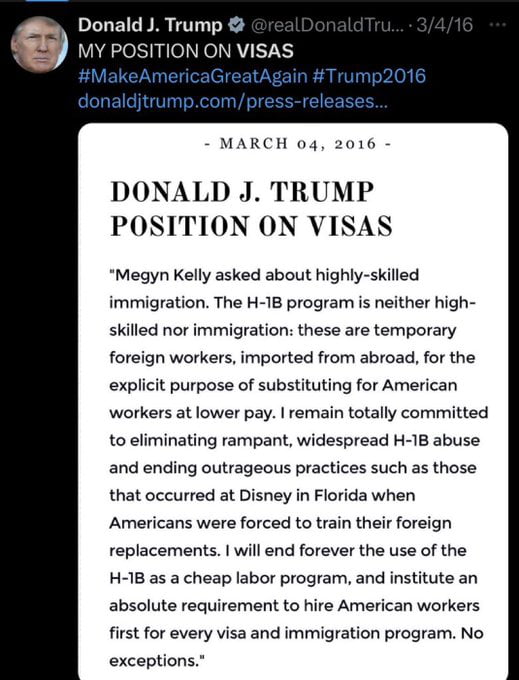 Trump banned HB1 visas last time - 9GAG