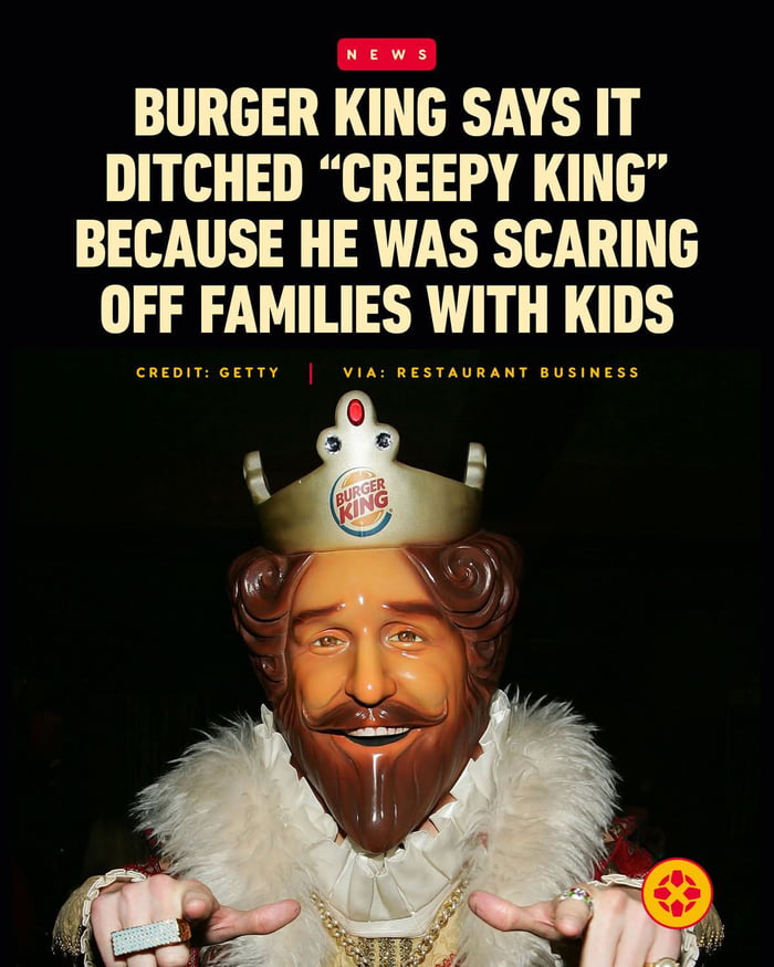 Burger King abandoned its 'Creepy King' mascot, the one with the uncanny valley face and bizarre ...