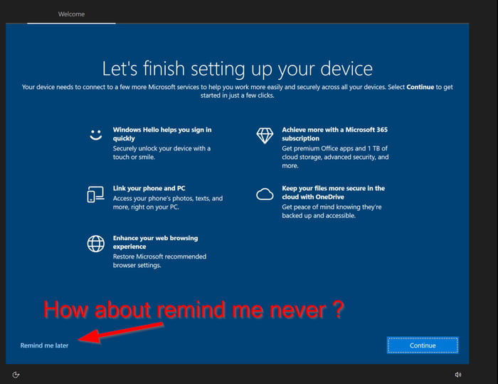 Windows 10 Let's finish setting up your device - 9GAG
