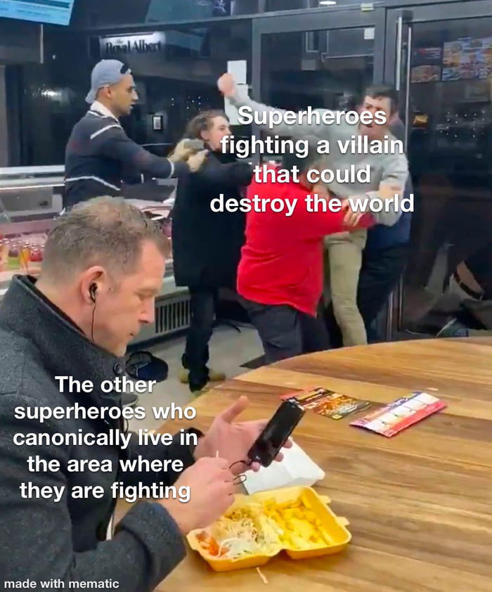 Just chilling while the world ends, typical hero stuff - 9GAG