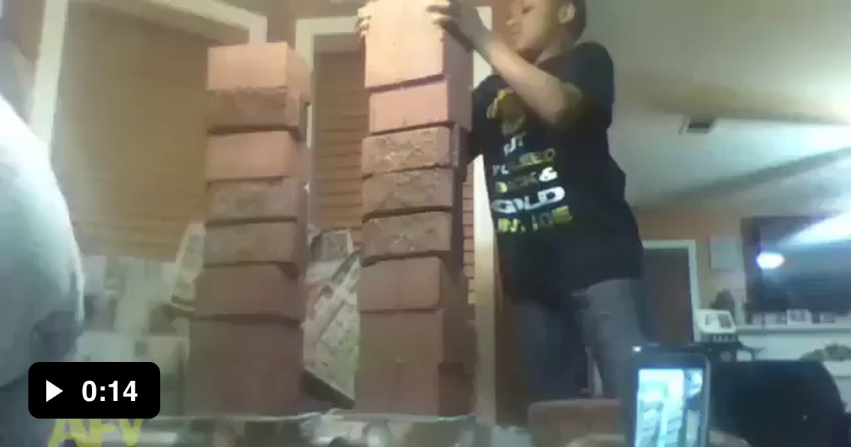 Jumbo Jenga on a glass tabletop - 9GAG